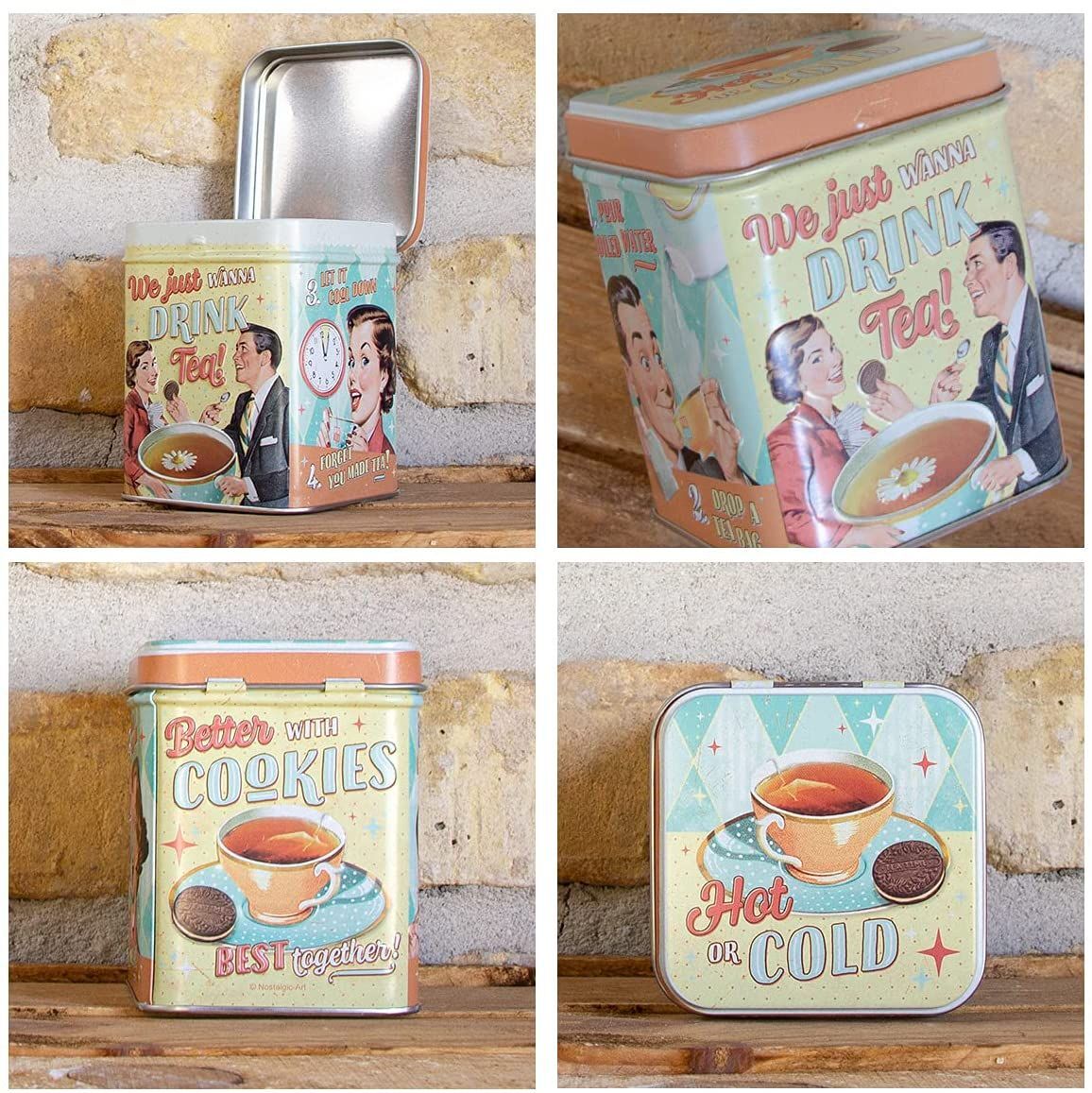 Nostalgic-Art - Small Metal Tea Sugar Storage Box Tin Jar - Tea ...