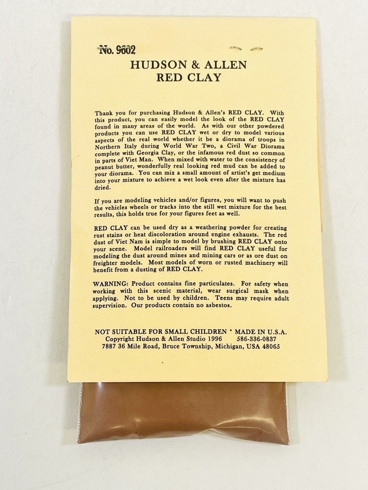 Hudson & Allen Studio Red Clay #9602 All Scale Train Layout Scenery New ...