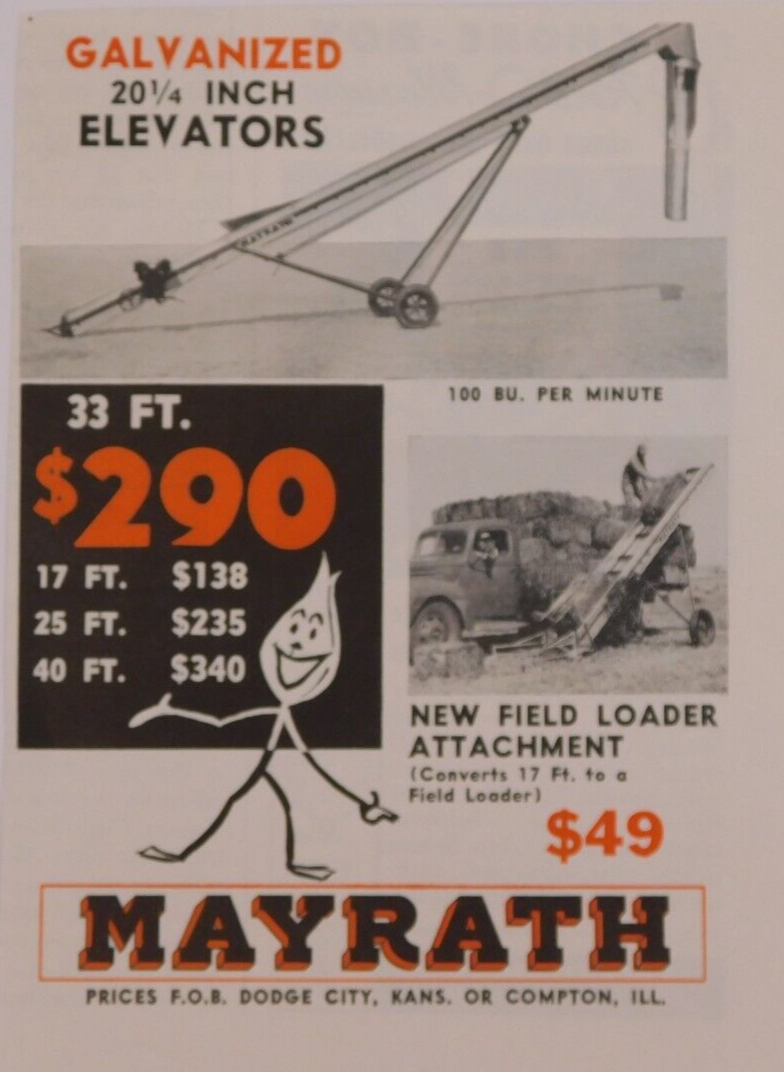 1957 Mayrath Vintage Print Ad Farm Elevators Field Loaders Farming ...