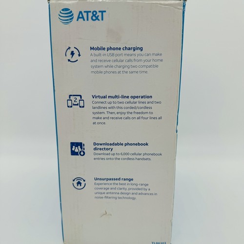 AT&T - TL86103 DECT 6.0 2-Line Expandable Corded/Cordless Phone with ...