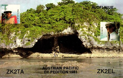 Austrian Pacific DX Pedition 1981 ZK2TA ZK2EL QSL Radio Card Postcard ...