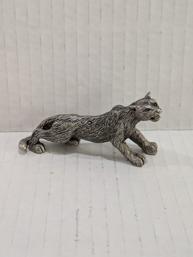 Vintage Solid Pewter Cheetah Cat Miniature Animal Figurine | eBay