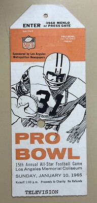 1965 NFL Pro Bowl MEDIA PASS TICKET Authentic Fran Tarkenton INSANELY ...