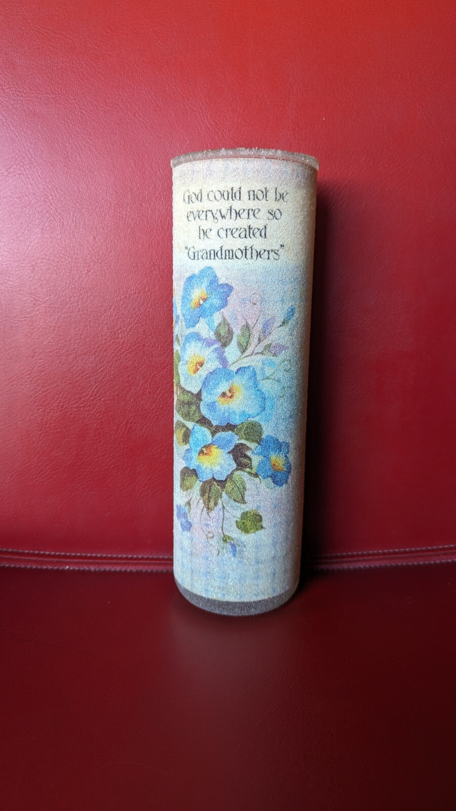 Vintage 9" Sugar Frosted Tall Boy Candle God Created Grandmothers Blue ...