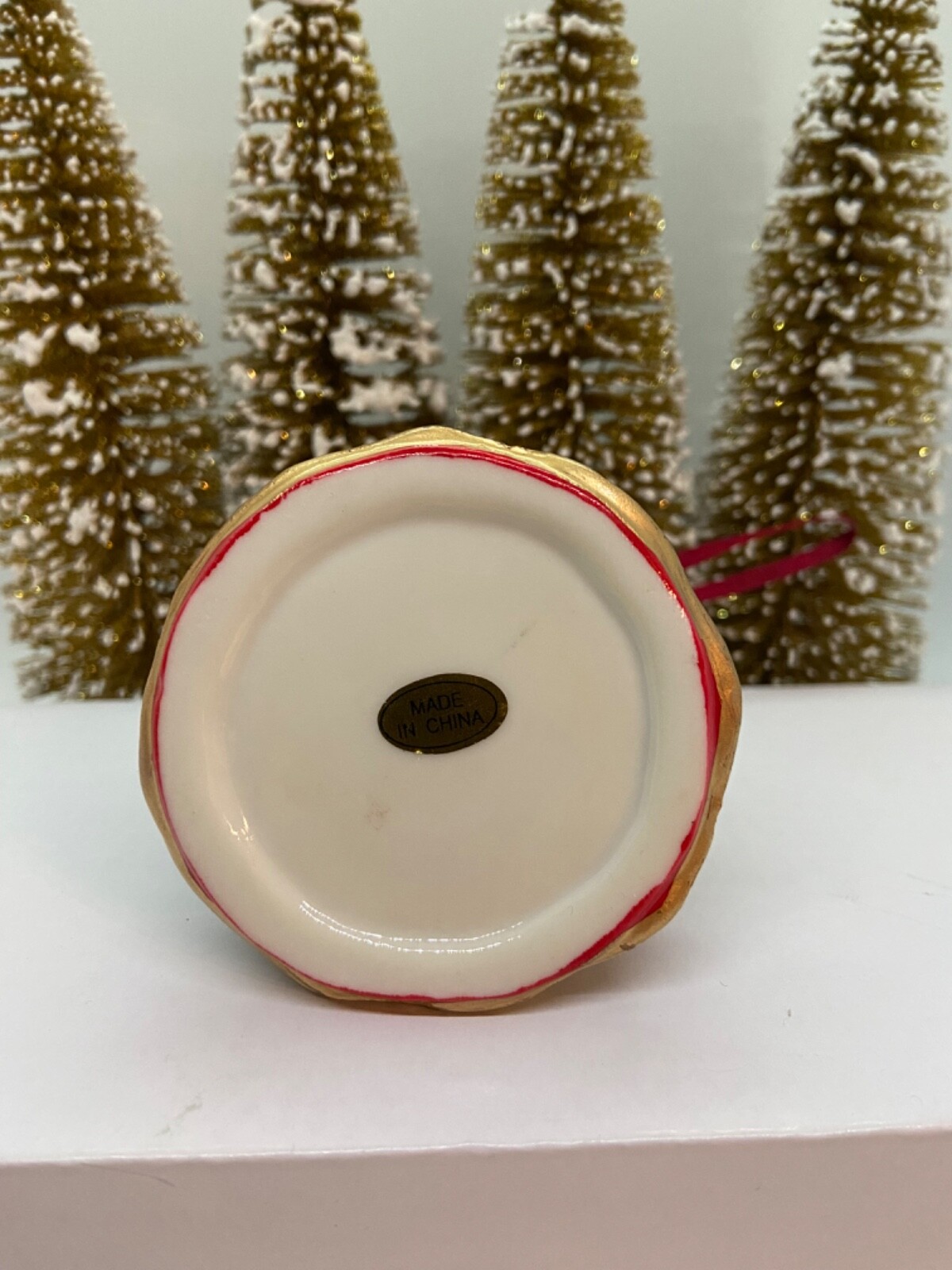 Trinket Box Christmas Tree Porcelain Hinged 3” Base With Presents, Gold ...