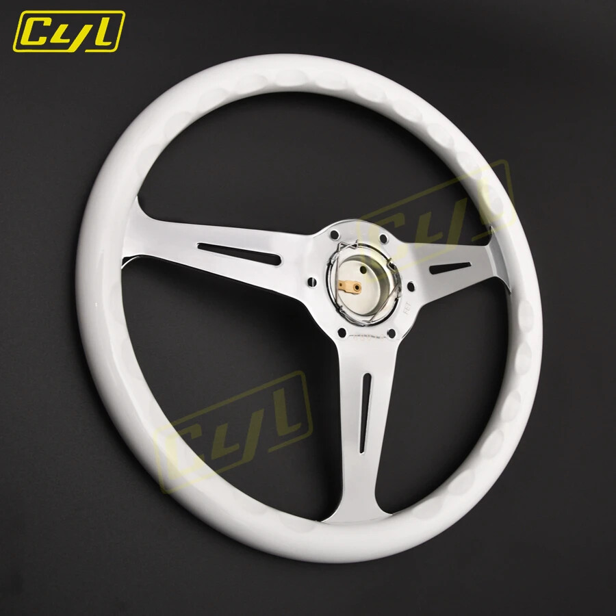 JDM Vintage White Steering Wheel 14inch 350mm Flat Dish Modified ...