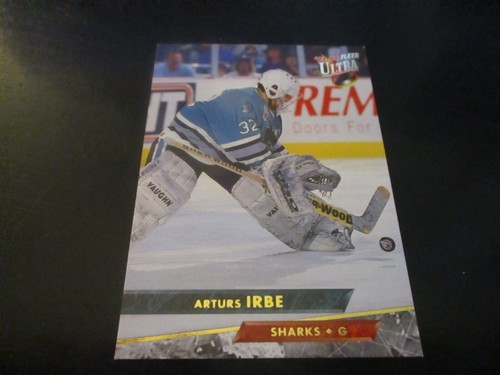 arturs irbe (san jose sharks - goalie) 1993/94 fleer ultra card #145 ...