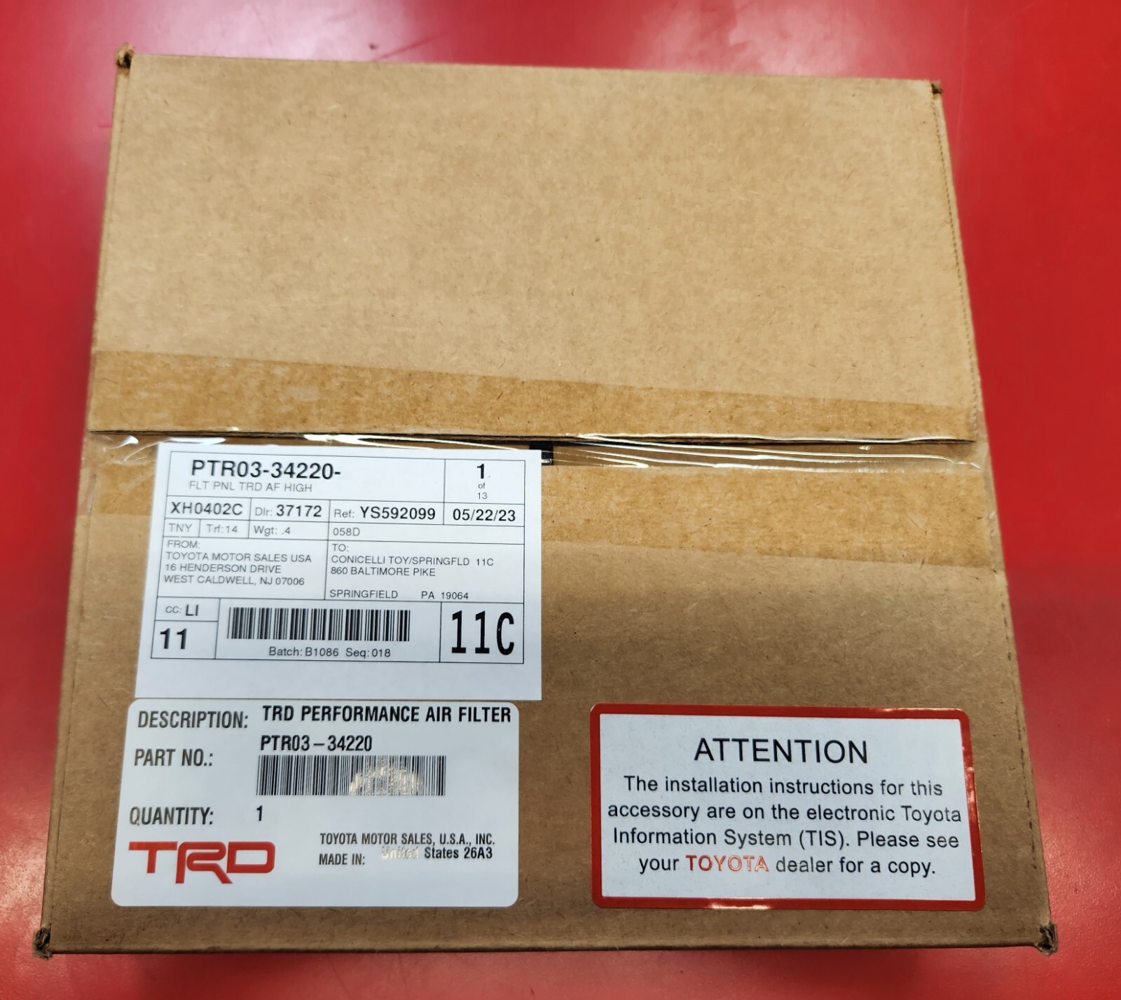 2022-2023-2024 Toyota Tundra Sequoia TRD Performance Air Filter Set (2 ...