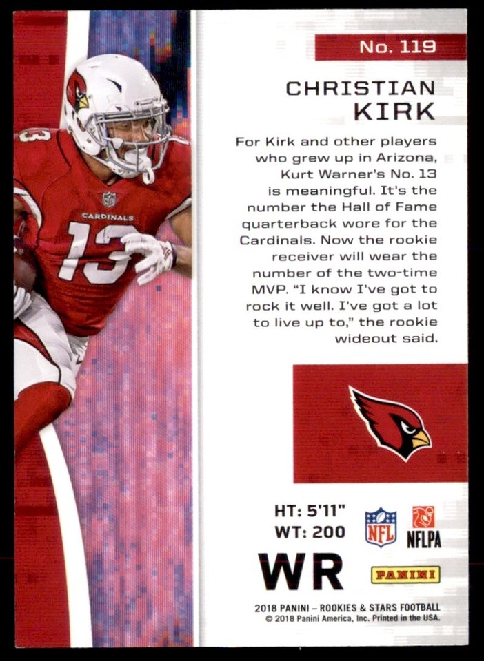 2018 Panini Rookies & Stars Christian Kirk Rookie Arizona Cardinals ...