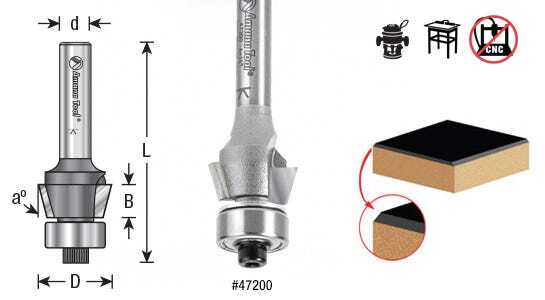 Amana Tool 47200 Carbide Tipped Bevel Laminate Trim Router Bit with ...