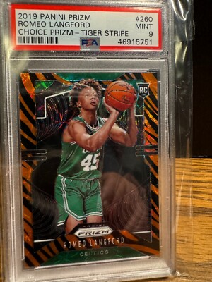 PSA9 2019-20 PRIZM Romeo Langford 260 Tiger Stripe Refractor RC Rookie ...