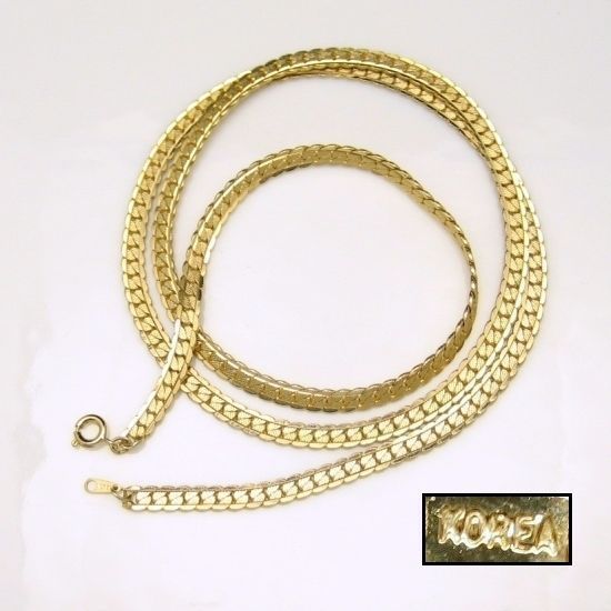KOREA Vintage Chain Necklace Long Gold Plated Thick Interlocking Links ...