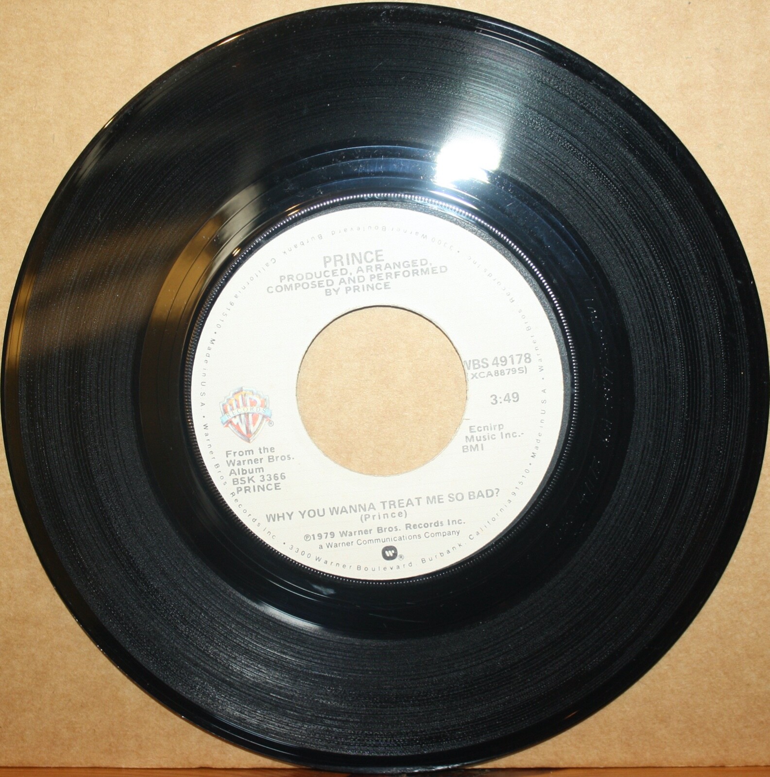 PRINCE Baby *WHY YOU WANNA TREAT ME SO BAD* Soul Funk 45 on WARNER BROS ...