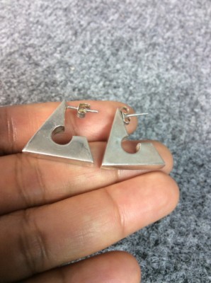 Beautiful Vtg Modernist sterling Silver 925 Tri Angle Hoop earrings Small | eBay