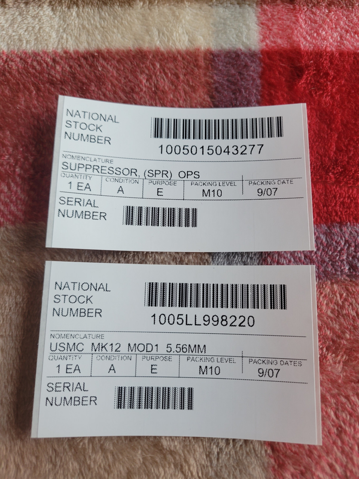 MK12 MOD 1 Deployment Kit Case Label Pelican 1700 MOD1 MOD SPR SOPMOD ...