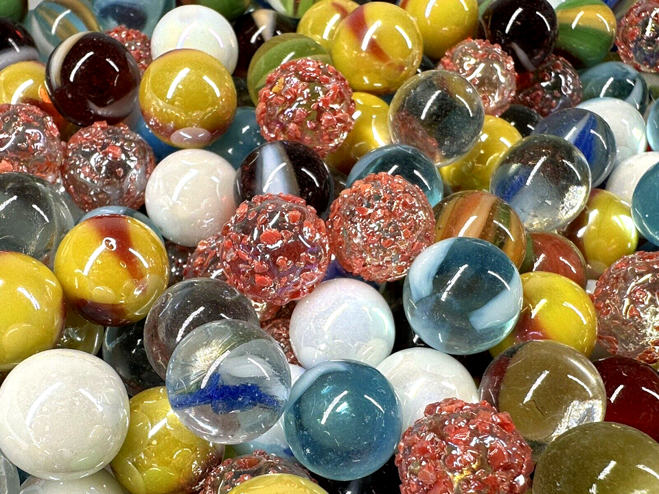 Glass Pee Wee 12mm Marbles (set of 50) Red,Pink Cat eyes from Bulk ...