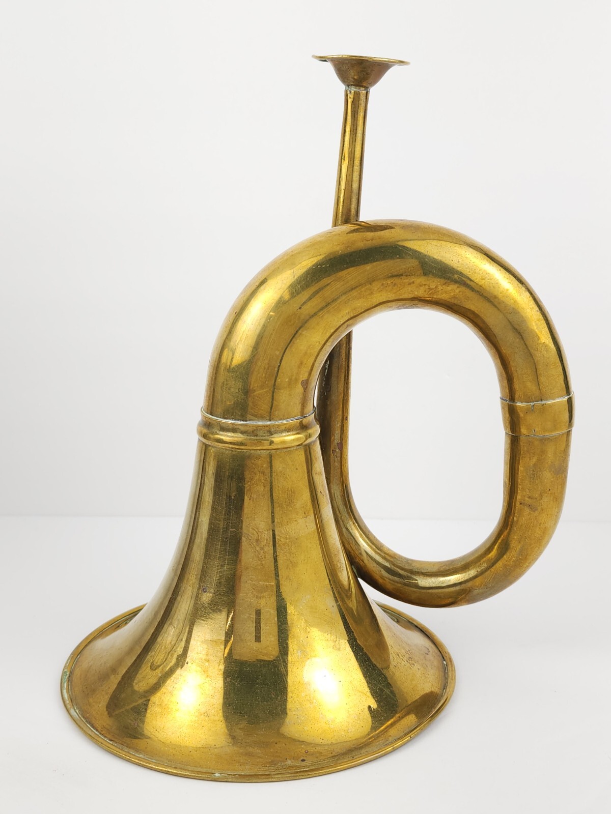 Vintage Brass Tone Metal Horn Short Bugle 6" Wide Bell Wind Musical ...