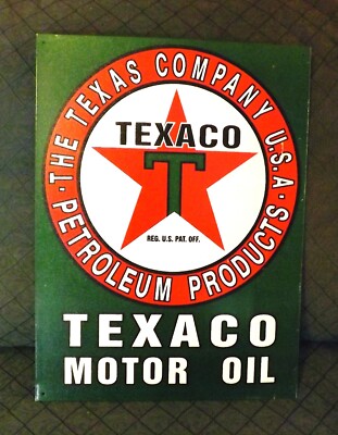 Texaco Motor Oil Petroleum Products Tin Sign Garage Auto Man-Cave | eBay