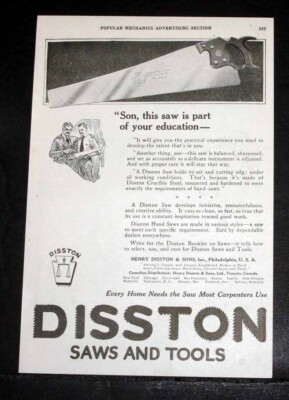 1920 OLD MAGAZINE PRINT AD, DISSTON SAWS & TOOLS, ARE PART OF A SON'S EDUCATION! | eBay