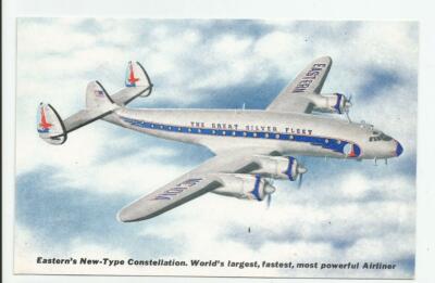 Eastern Air Lines New-Type Constellation Postcard Luxury Airliner ...