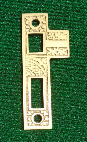 MEDIUM CEYLON PATTERN BRASS 4 1/4" DOOR STRIKE PLATE - REPRODUCTION ...