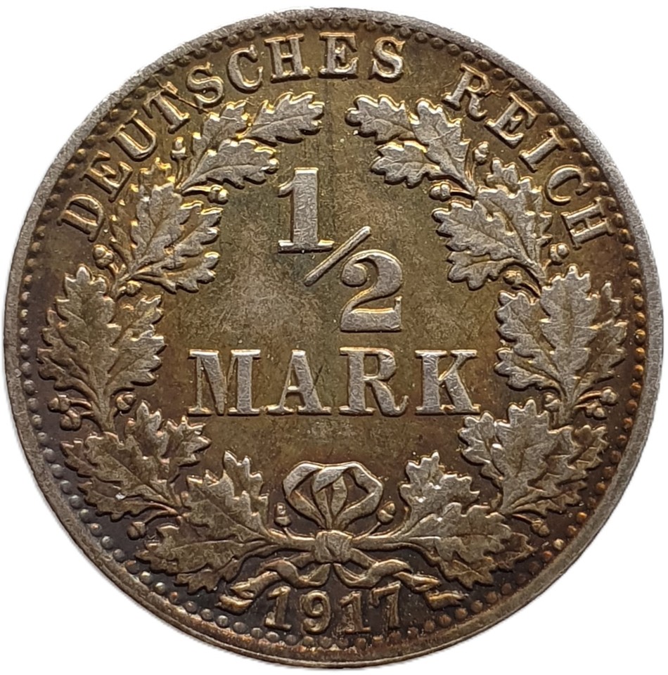 1/2 Halbe Mark Stück 1917 A Deutsches Reich Reichsadler Kaiserreich ...