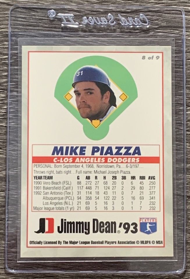 1993 Jimmy Dean #8 MIKE PIAZZA Rookie RC ⚾ Los Angeles Dodgers ⚾ FREE ...