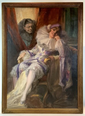 Antique Richard Geiger Art Deco Oil Painting Original Frame Signed ...