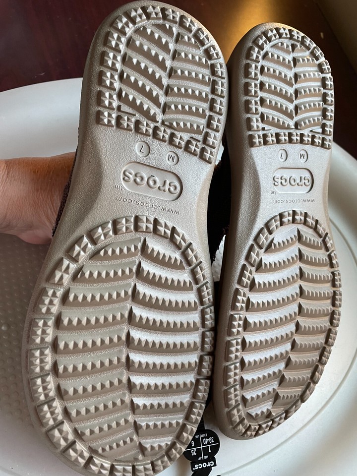 CROCS FLIP FLOP SANDAL SHOE CANVAS STRAPS SIZE M 7 W 9 BROWN NEW | eBay