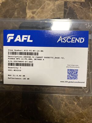 Ascend AFL 12 Fanout Cassette, Base-12 MPO LC/PC, OM4 Method A | AFL 12