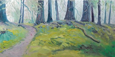 Northwest Sequoia Redwoods rain forest painting Impressionism Landscape ...