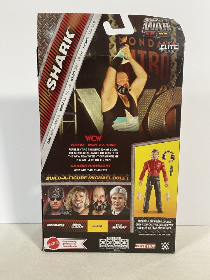 WWE vs. WCW Elite Monday Night War Shark figure Michael Cole BAF ...