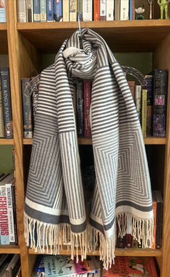 Wrap Shawl Throw Geometric Gray And Cream Very Soft And Warm Great ...