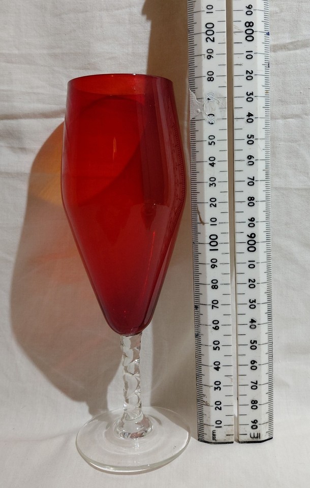 Vintage Ruby Red Glass/Vase Twist Stem | eBay Australia