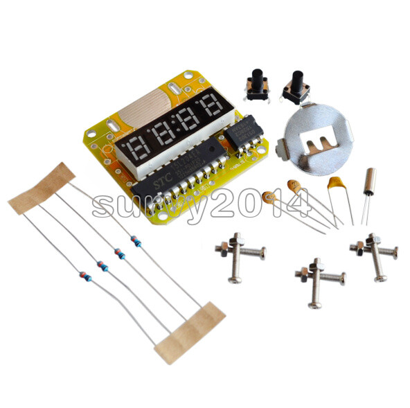 1 Set DIY LED Digital Watch Electronic Clock Kits With Transparent ...
