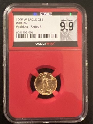 1999-W $5 Gold Eagle Unfinished Proof Dies NGC MS69 Vault box 1/3 ...