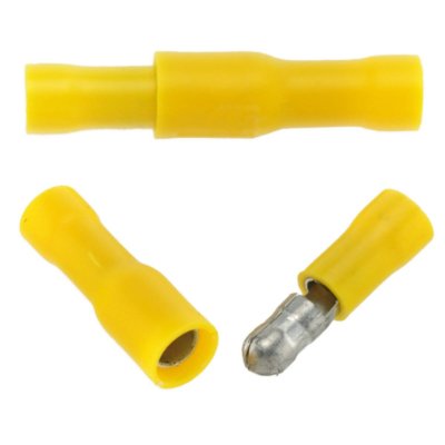 Yellow Solderless Crimp Bullet Plug Connectors Male-Female 12-10 GAUGE ...