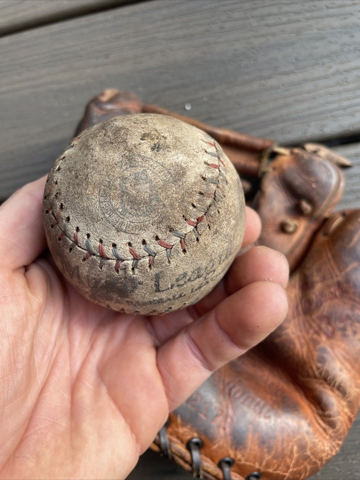 ANTIQUE 1920S? BASEBALL Major LEAGUE BLUE RED STITCH Genuine Authentic ...