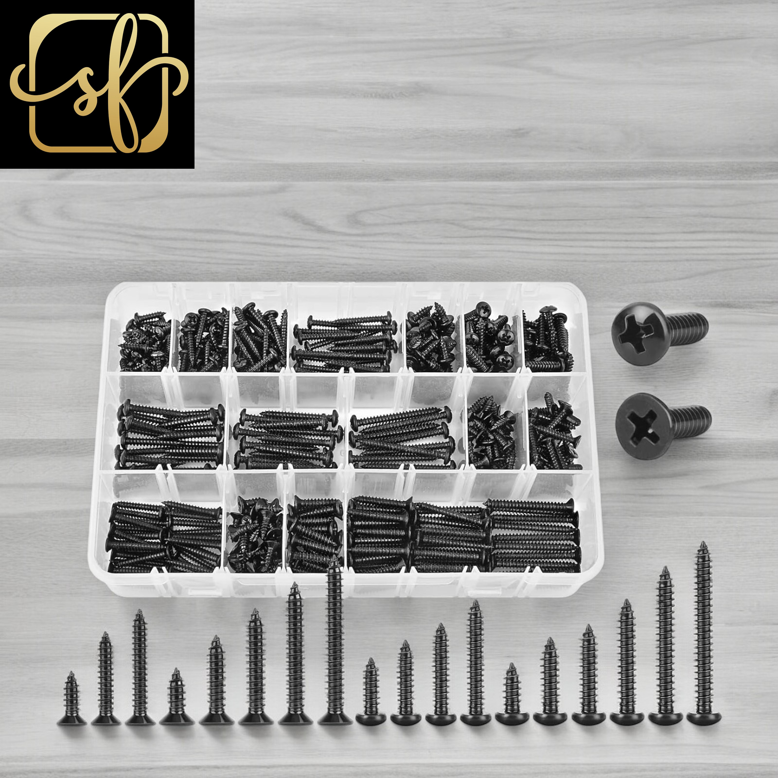 425PCS #6#8 Black Wood Screw Set, Black Oxide 304 Stainless Steel ...