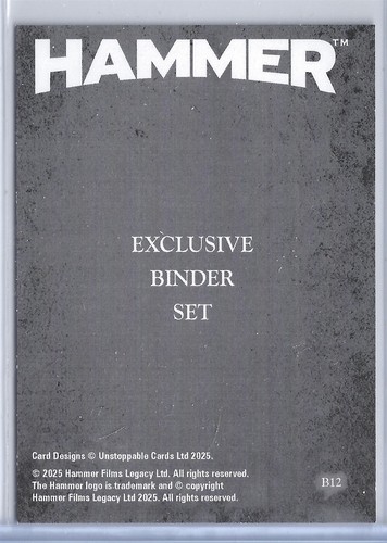 2024 Hammer Horror Platinum 12 Proof Promo B12 Binder SciFi Cards ...