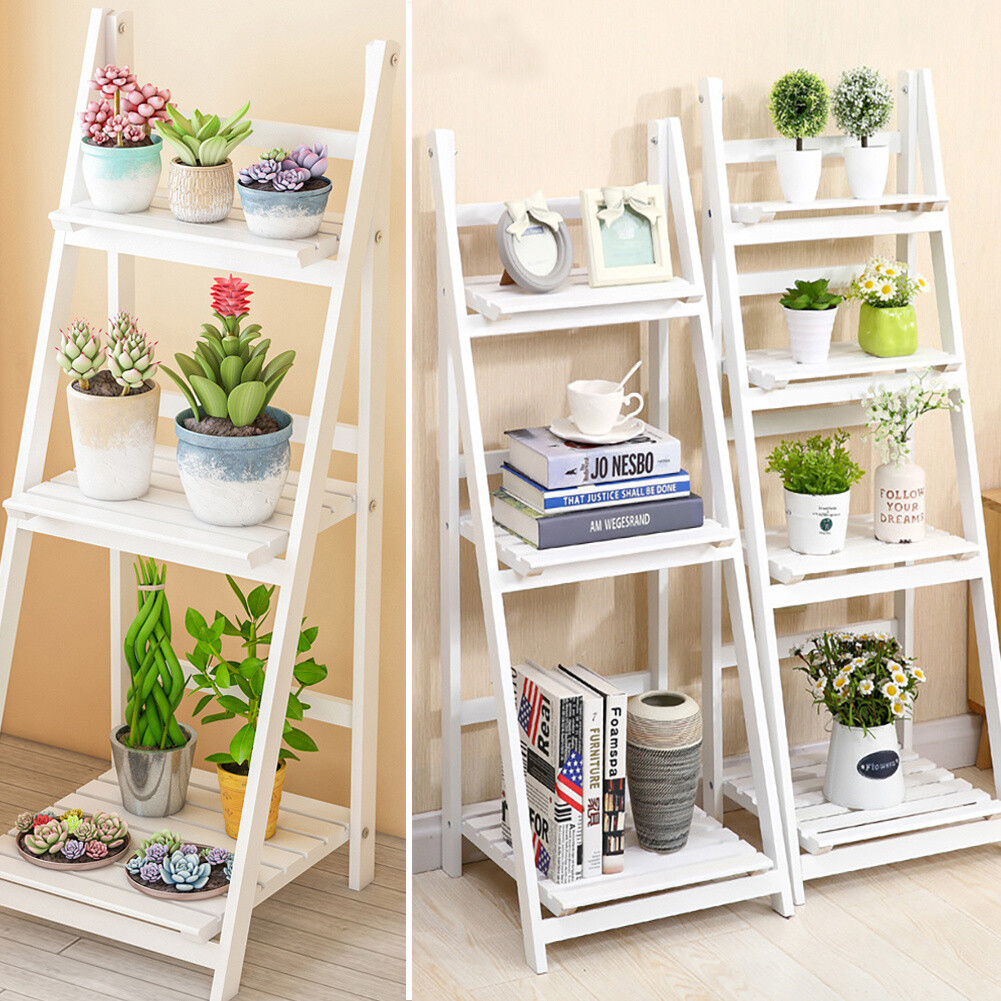 Ladder Plant Stands Indoor 5TIER LADDER SHELF WOOD FLOWER RACK CORNER