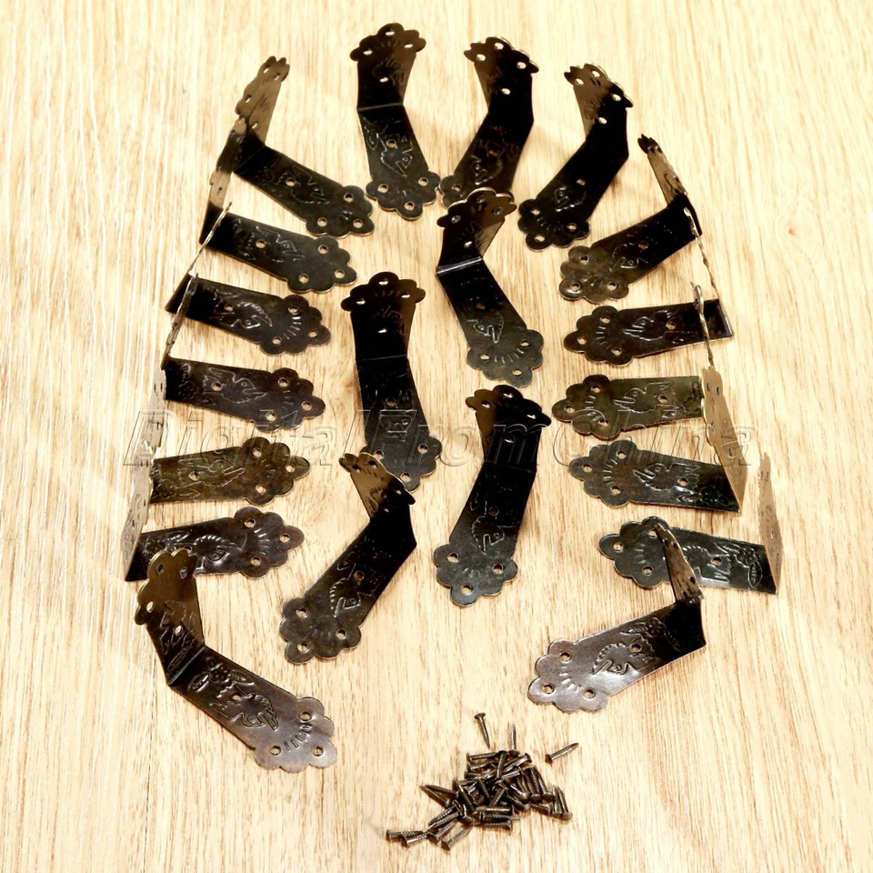 4/12/20Pcs S/M Embossing Style Corner Guard Protectors Wood Box Chest ...