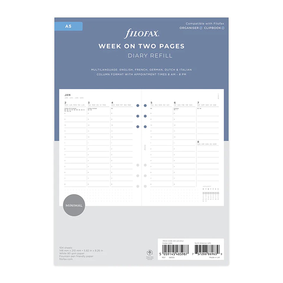 Filofax A5 Refill 2024 or 25 or 26 Organiser Inserts Refills planners ...