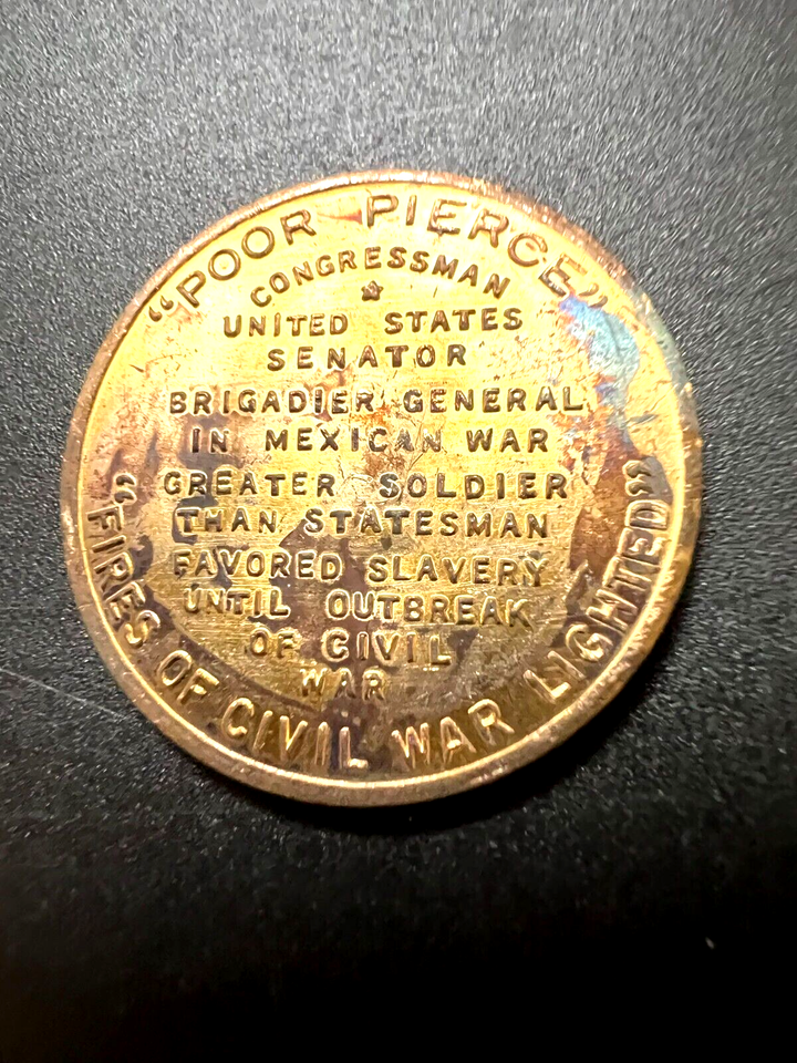 Franklin Pierce GoldTone Vintage commemorative Coin of 14th President ...