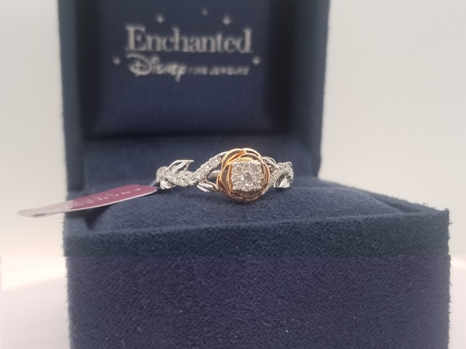 Enchanted Disney Fine Jewelry 14K White Gold and Rose Gold 1/4 CTTW ...