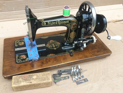 Beautiful Antique Frister & Rossman Handcrank Transverse Shuttle Sewing ...