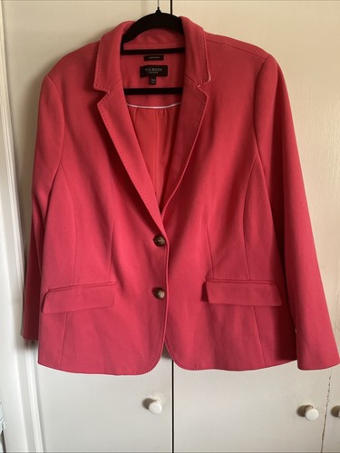 Womens Talbots Aberdeen Blazer Jacket Cotton Rich Strawberry Pink Sz ...