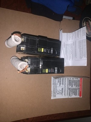 TWO - Square D QO QOB QOB250GFI 2 Pole 50 Amp 240v GFI GFCI Circuit ...