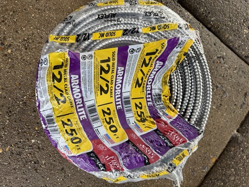 Southwire 250 ft 12/2 Solid CU MC Cable, Aluminum Armorlite | eBay