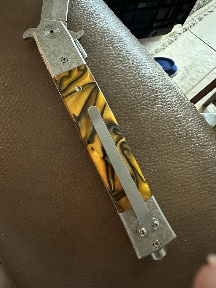 5” Blade 11” Overall Italian Style Stiletto Folding Assisted Flip Open ...